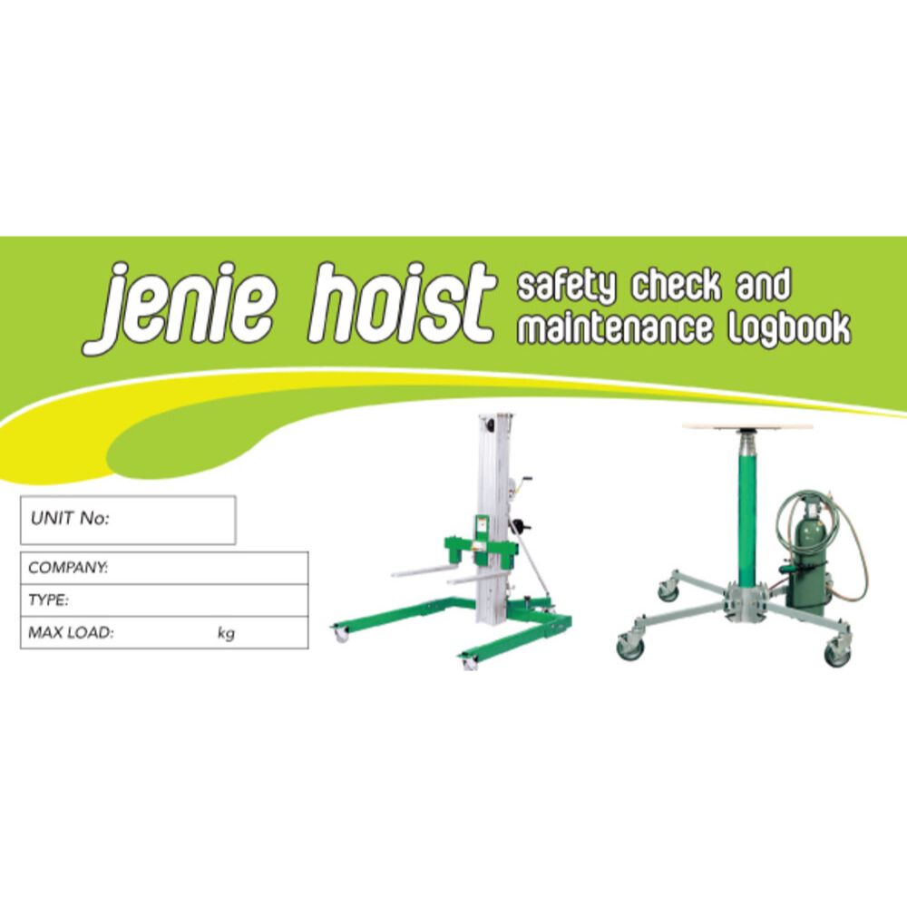 Genie Hoist Pre Start Safety Checklist and Maintenance Logbook