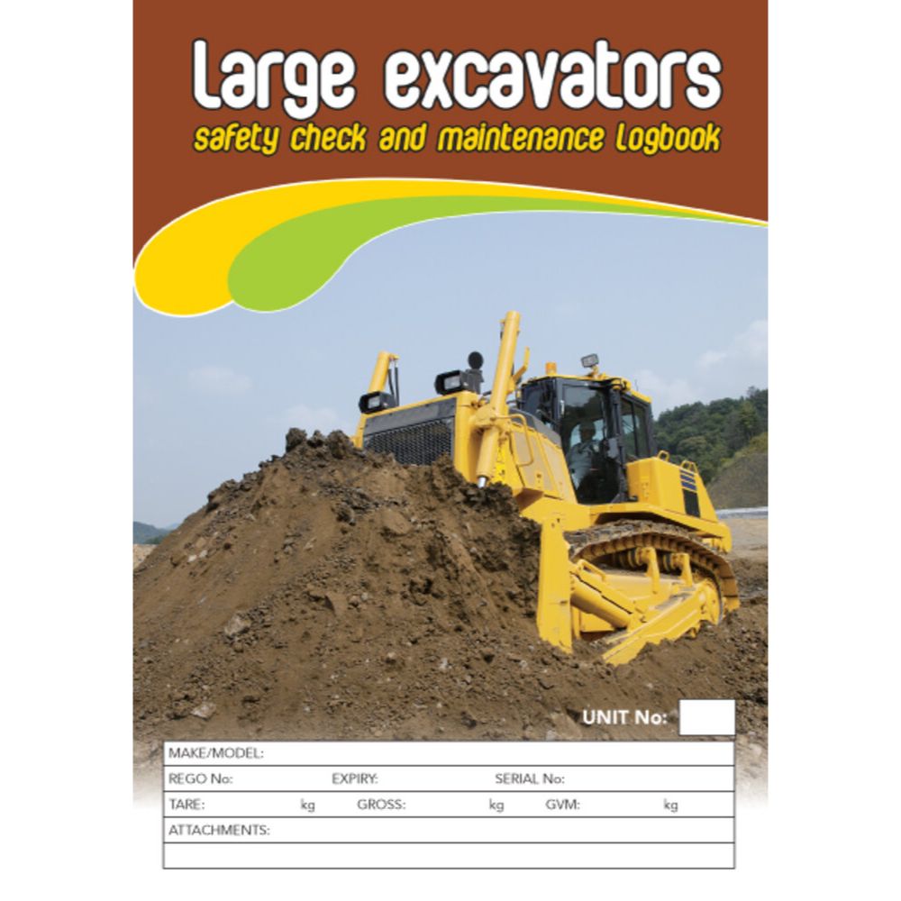 Large Excavator Pre Start and Maintenance Check Log Book