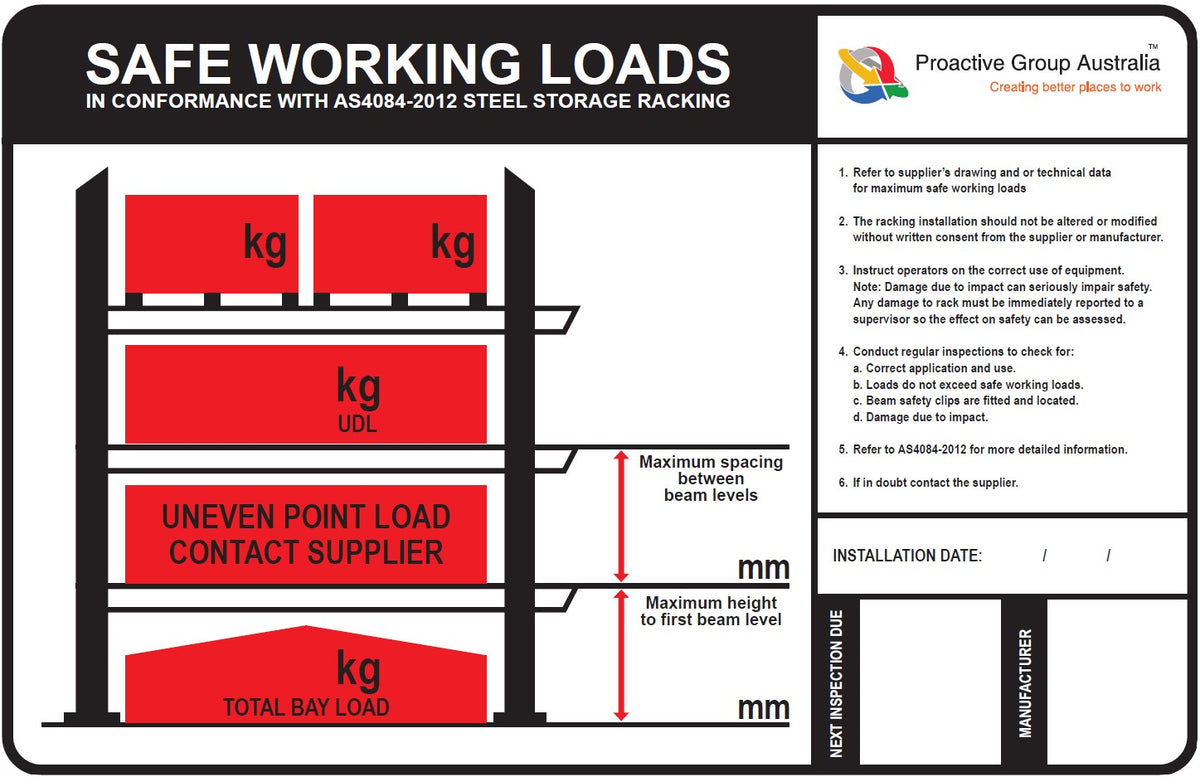 Safe Work Load Signs | Proactive Group