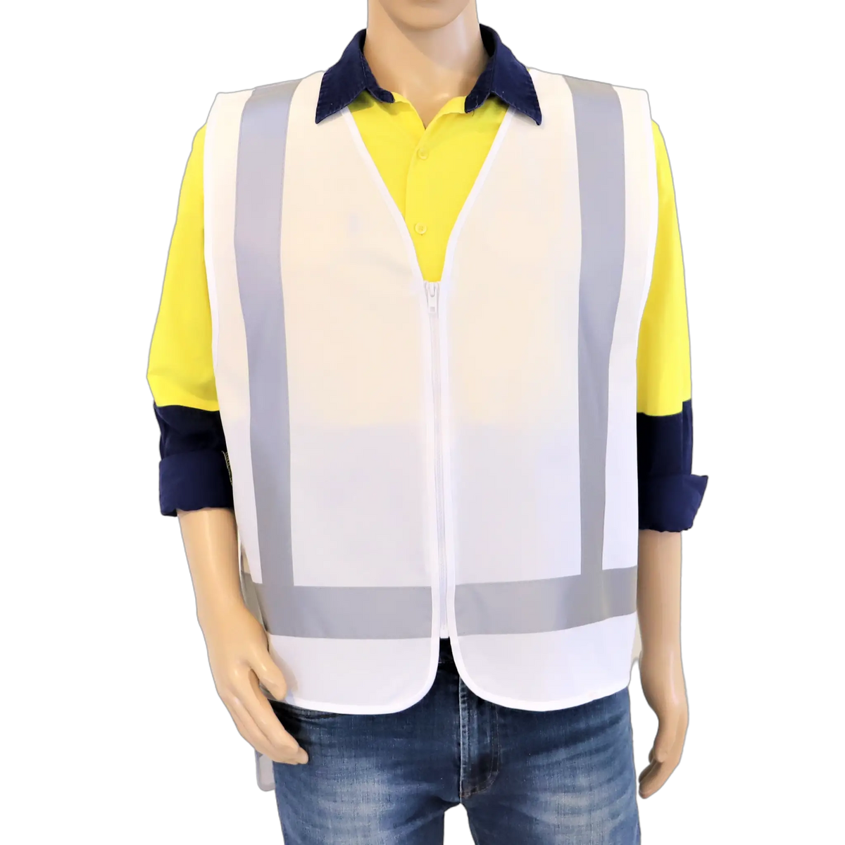 White Hi Vis Zip Up Chief Warden Vest | Proactive Group