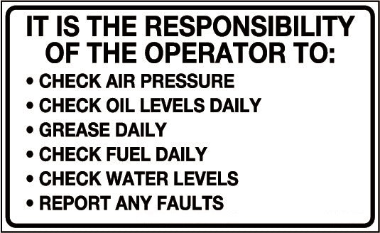 Operator Responsibility Sticker | Proactive Group