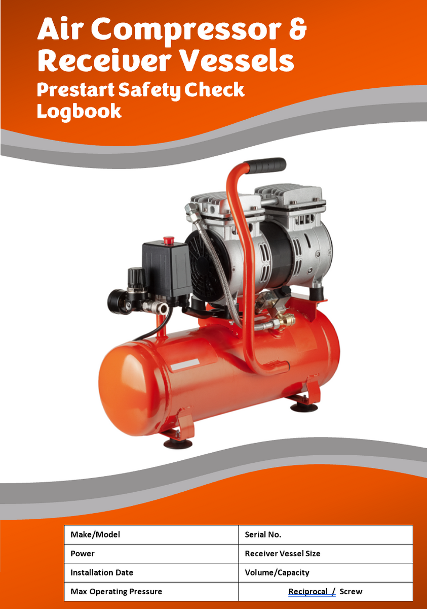 Logbook - Air Compressor & Receiver Vessel Checklist & Maintenance Log ...