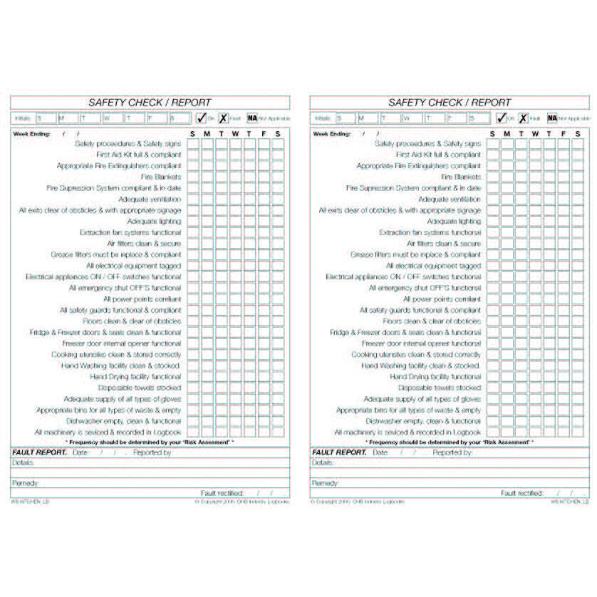 Commercial Kitchen Safety & Maintenance Logbook